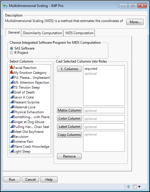 Multidimensional Scaling Using R or SAS Integration - JMP User Community