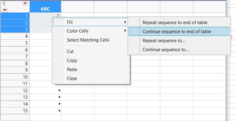 Solved: JSL Script Continue Sequence to End of Table - JMP User Community Solved: JSL Script Continue Sequence to End of Table - JMP User Community