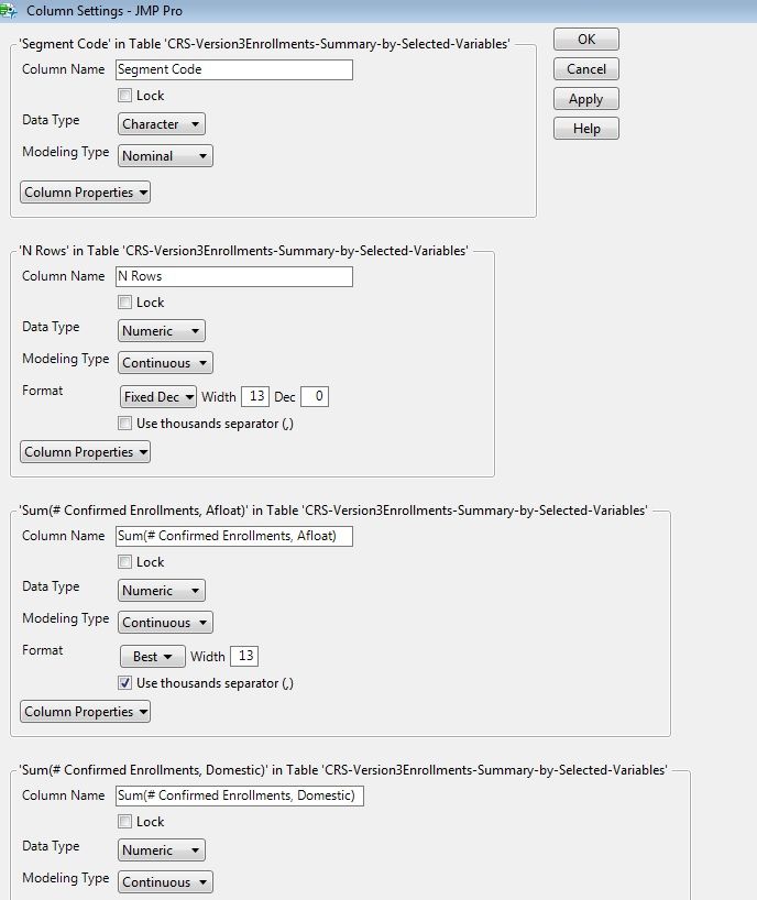 Solved: How to unlock Multiple Columns? - JMP User Community