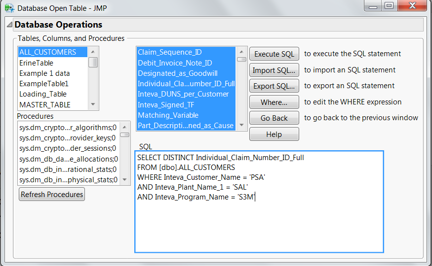 Solved: Define JMP Table Name where output from SQL Server - JMP User Community