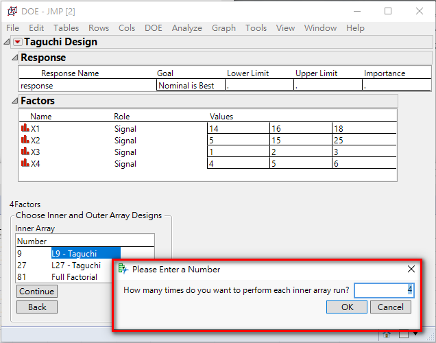 How to auto create Taguchi Array using JSL? - JMP User Community