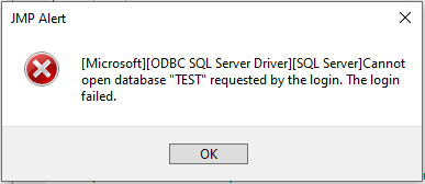Solved: Create Database Connection Error - JMP User Community