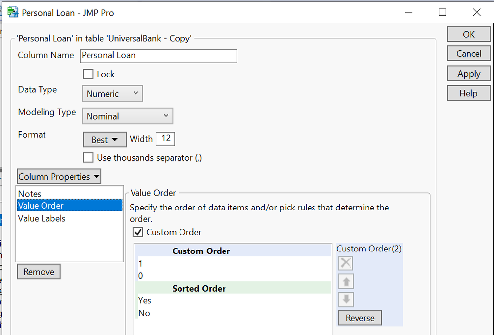 Solved: Did value ordering change (or break) in JMP 16? - JMP User Community