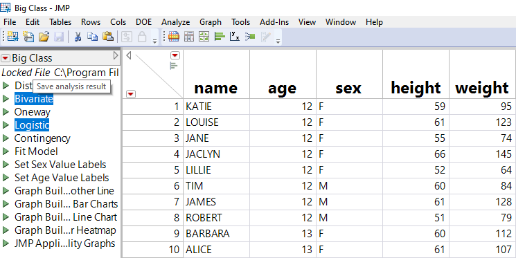 Solved In A Script Return The Selected Table Scripts As A List Jmp