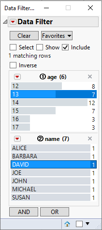 different behavior of "clear" for conditional data filters - JMP User Community