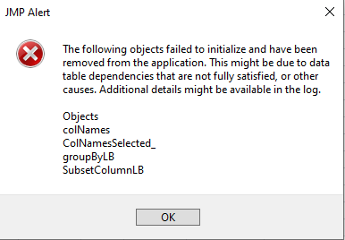 application builder: dangerous if data table is closed - JMP User Community