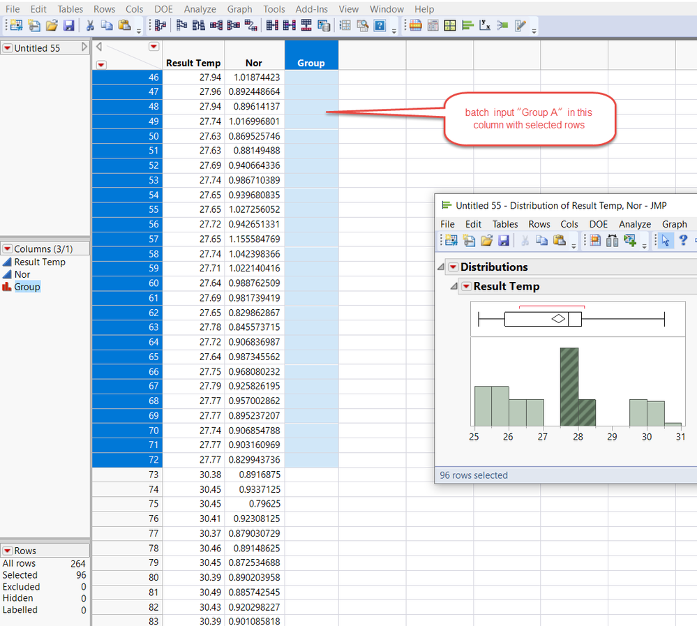 Solved: how to batch input into selected cell ? - JMP User Community