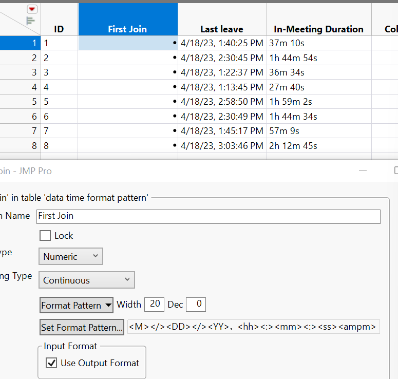 How Can I Use Format Pattern To Informat Data Time Help Needed Jmp