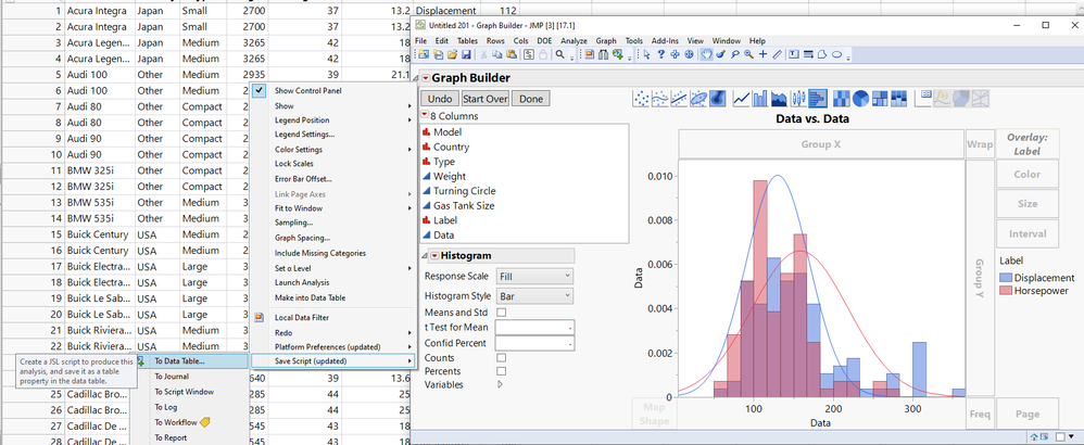 How to overlay histograms in JMP