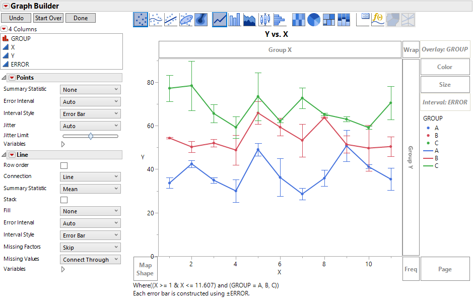 Re How Do I Add Error Bars In Chart Builder Using A Var As The Error Term Jmp User Community