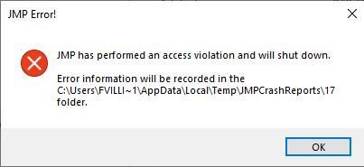 JMP 17 Access Violation when connecting to MATLAB - JMP User Community