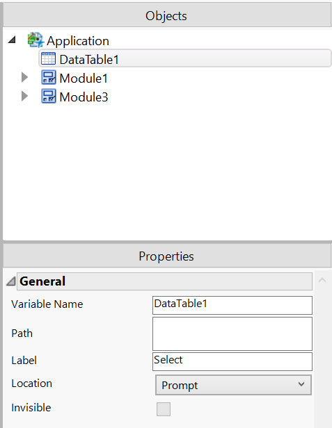 DataTable Prompt in application builder on module load - JMP User Community