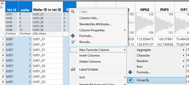 Make adding and removing group by columns from quick formulas more intuitive - JMP User Community