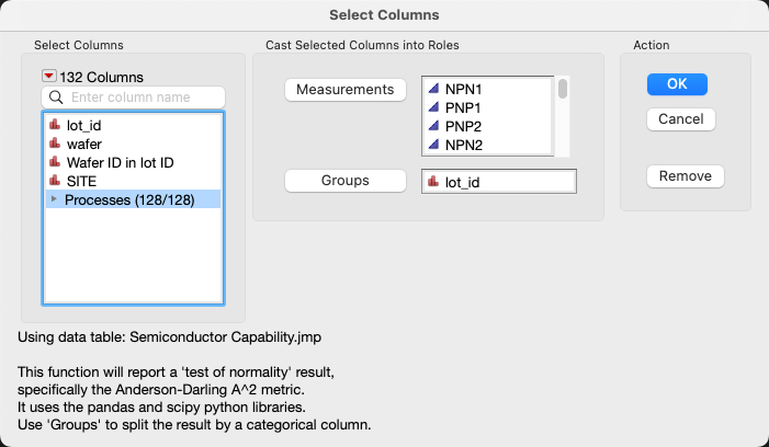Comparative Normality Testing On Many Parameters Or Groups Of Data