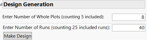 Augment Design Includes Specifying Number of Whole Plots - JMP User Community