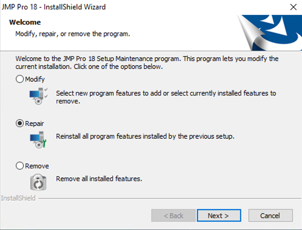 18.1 Installer: Modify and Repair options break JMP's Python integration - JMP User Community