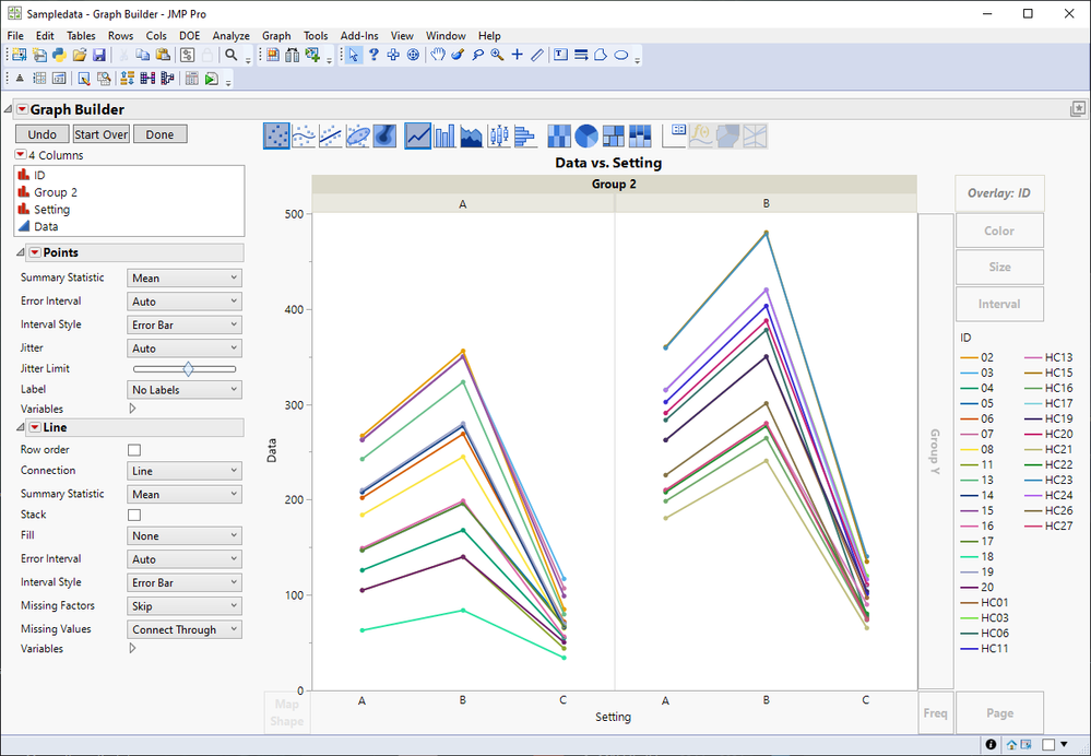 Solved: Re: Connect dots in boxplots by ID (row order?) in Graph Builder - JMP User Community