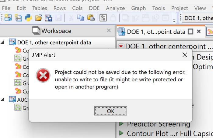 Project Saving Error Unable To Write To File Jmp User Community