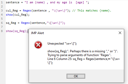 JSL Regex matching square brackets [ ] - JMP User Community
