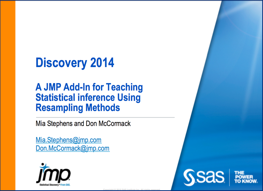 A Jmp® Add In For Teaching Statistical Inference Using Resampling