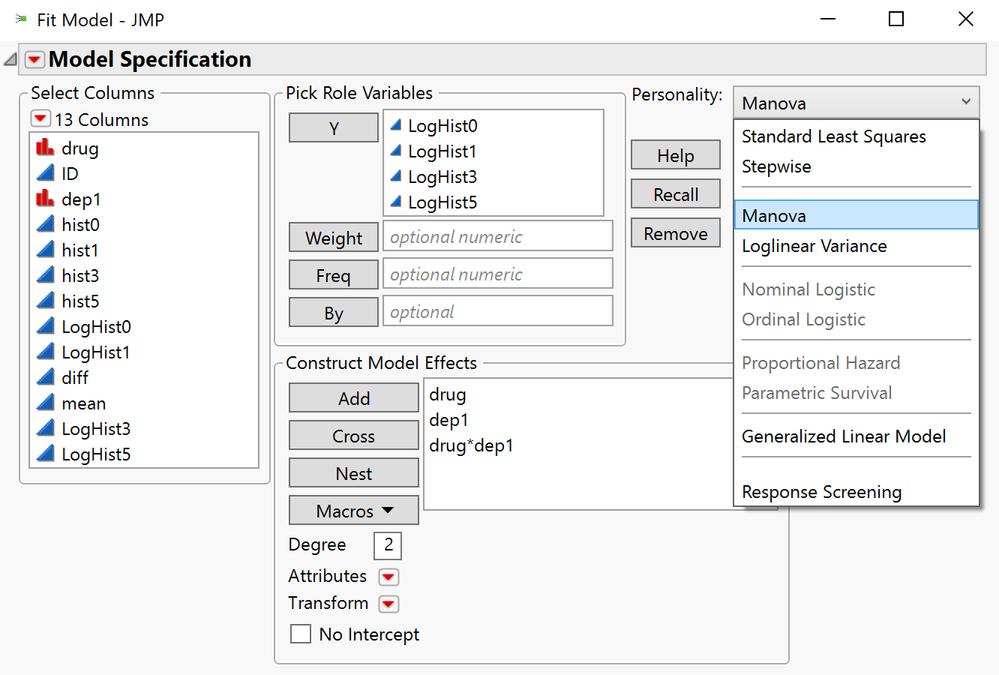 Analysis of Repeated Measures (MANOVA) - JMP User Community