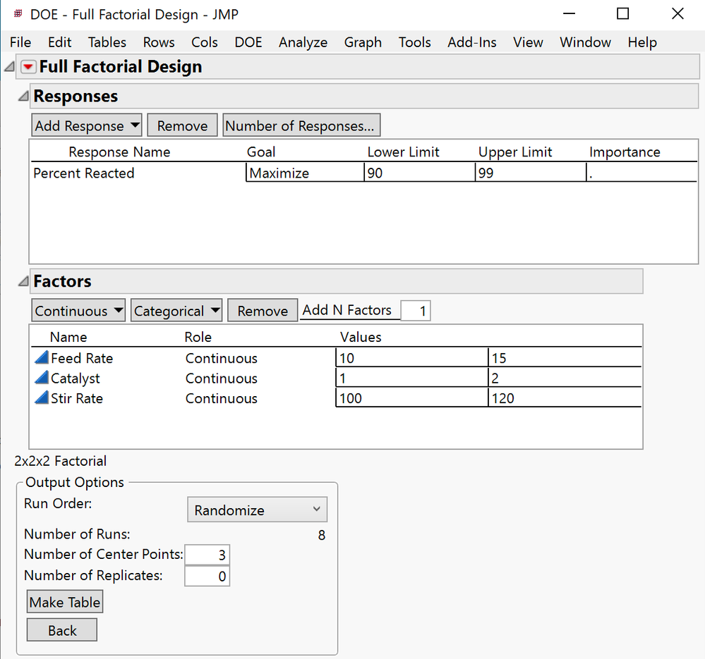 DOE Full Factorial Design - JMP User Community