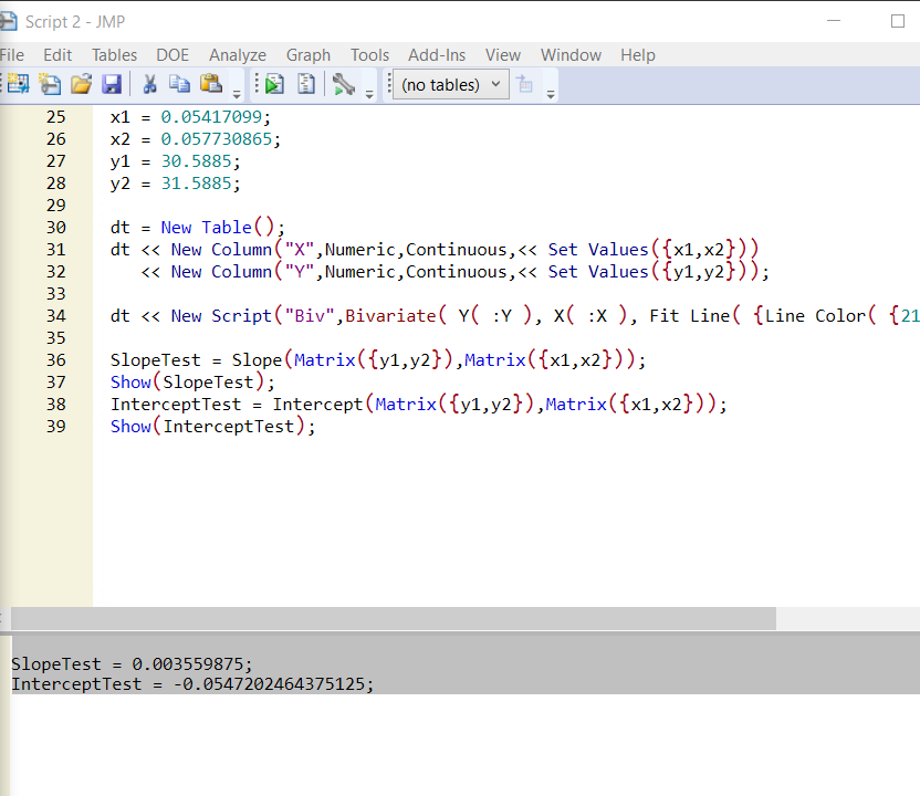 Solved: Slope and Intercept calculations in JSL - JMP User Community