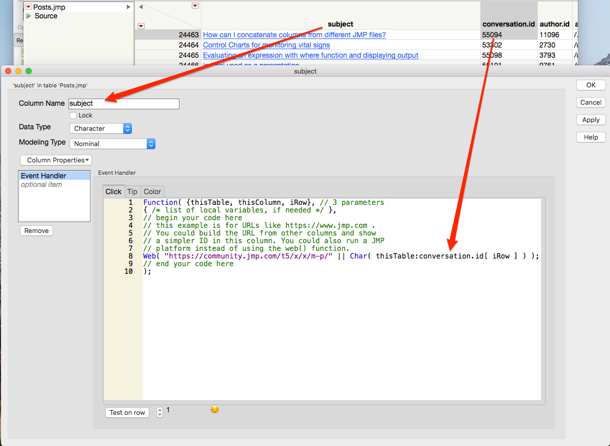 Solved Does Jmp Allow The Contents Of A Cell To Be A Hyperlink Jmp User Community