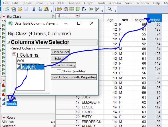 Solved: Select specific columns with JSL name contains code - JMP User ...
