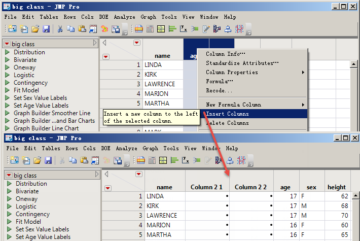 Solved: How do I complete the insert column with JSL? - JMP User Community