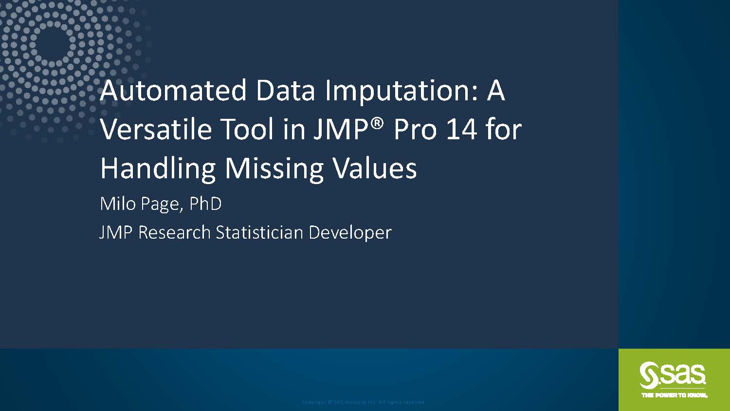 Automated Data Imputation: A Versatile Tool in JMP® Pro 14 for Handling ...