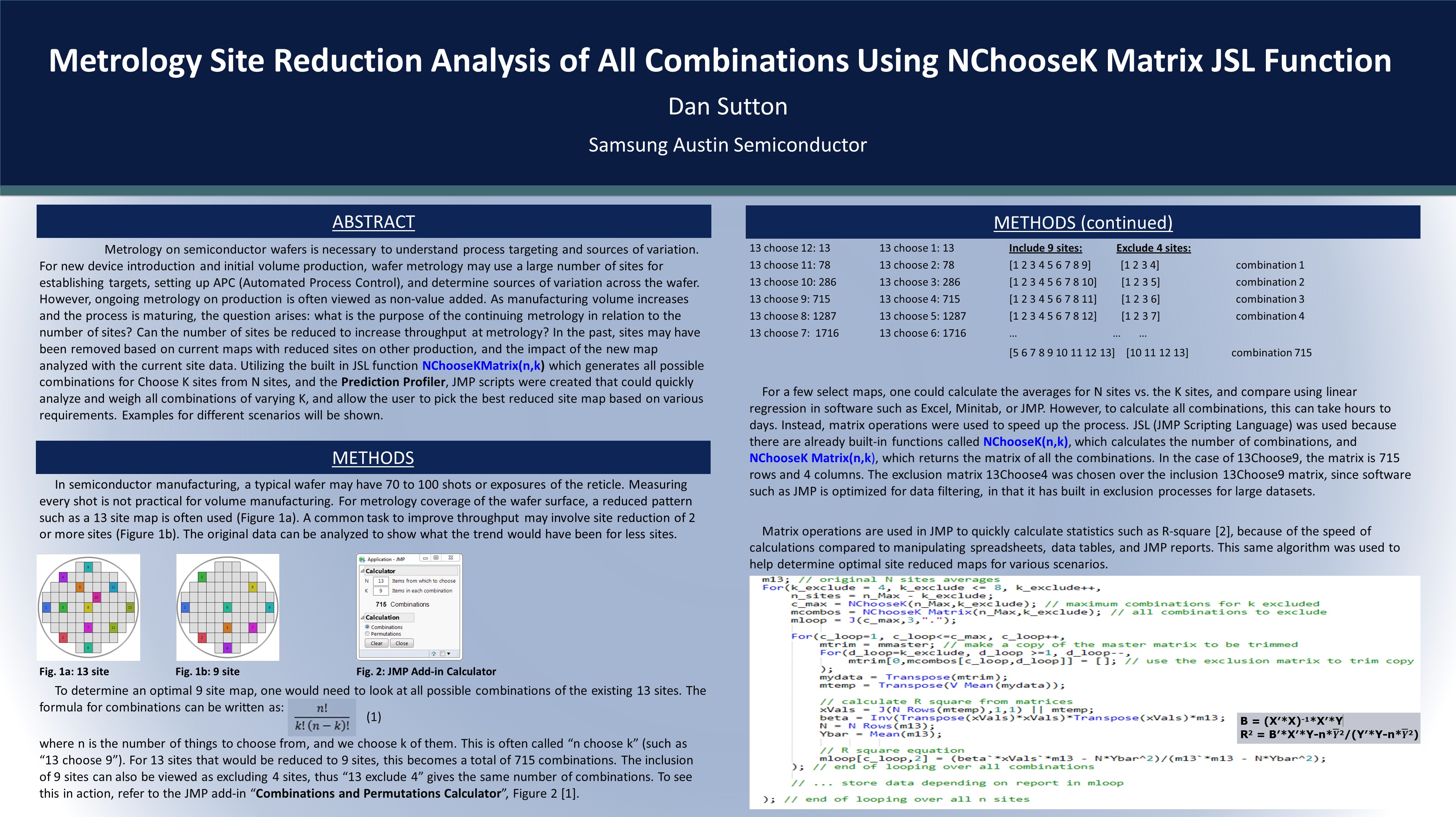 Metrology Site Reduction Analysis of All Combinations Using NChooseK ...