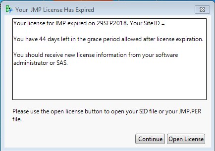 Possible to disable alert for "Your JMP License has Expired" - JMP User ...