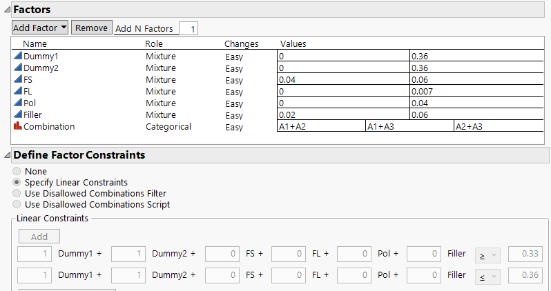 Doe Mixtures With Disallowed Combinations Of Components Jmp User Community 