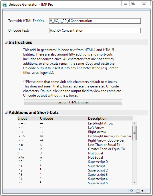 Unicode Generator Add-In - JMP User Community