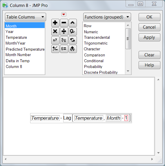 How to make a formula (Delta / %Delta) in JMP - JMP User Community