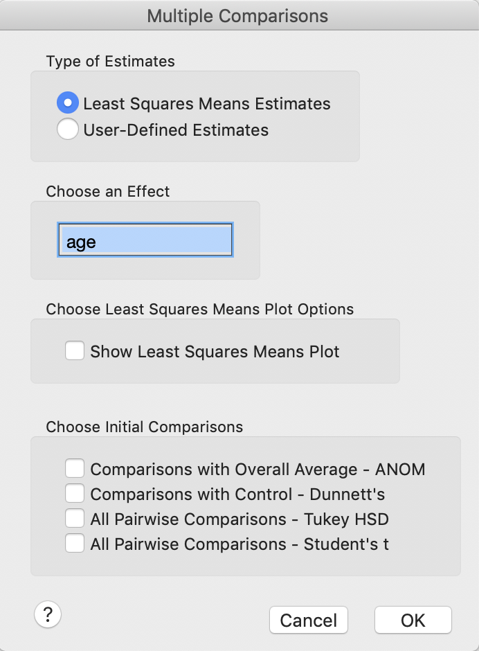 Pair wise comparison of slopes in ANCOVA - JMP User Community