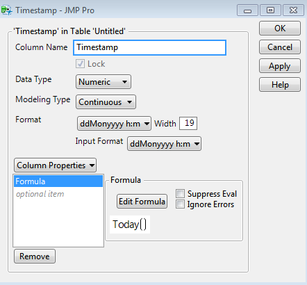 Solved: how to create a time stamp column (record date) - JMP User ...