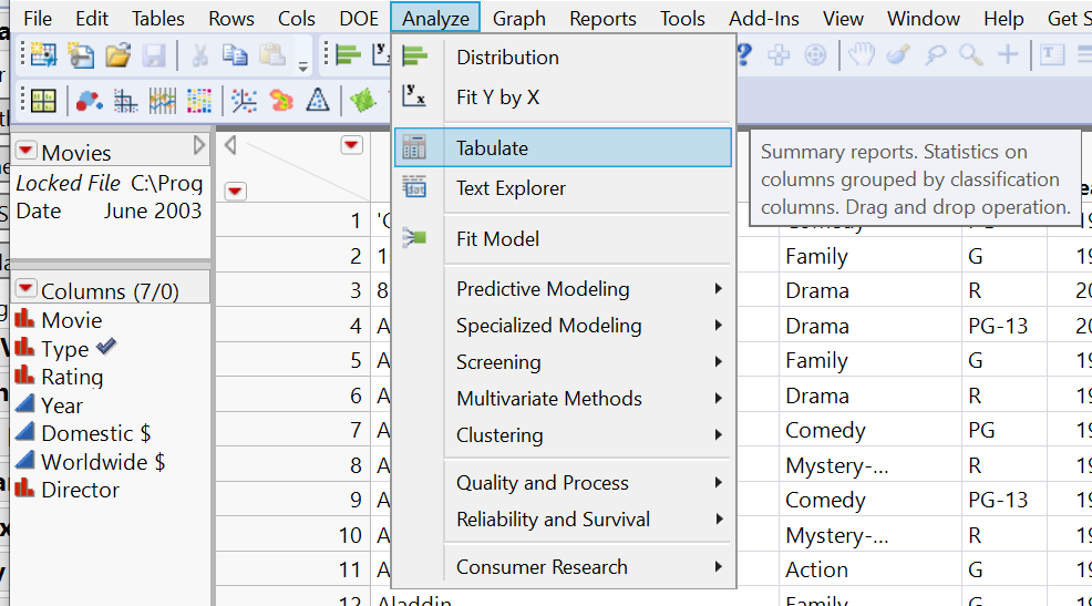 Multiple Contingency Tables - How do I get the name of the filter ...