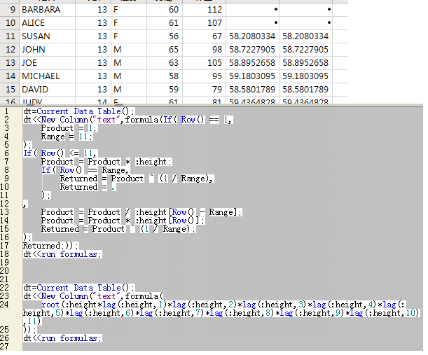 Solved How Can Calculate The Geometric Mean Of Some Rows Jmp User