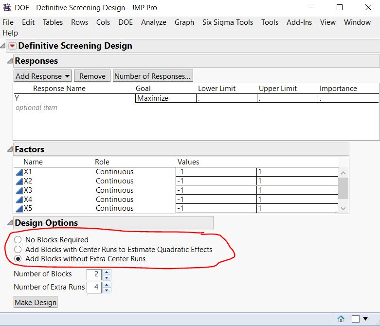 DOE with non-linear effects and blocking - JMP User Community