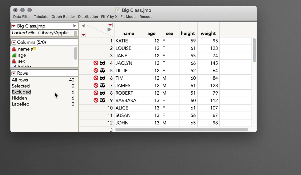 Solved Neglect Hide And Exclude Jmp User Community 