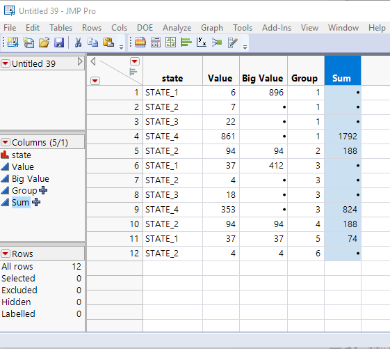 Solved: How to merge rows and sum them? - JMP User Community
