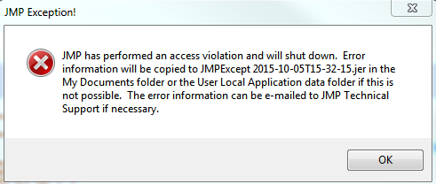 Solved: "access violation" - JMP User Community