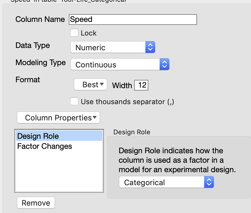 Solved Data Type Vs Design Role For General Factorial Design Jmp User Community