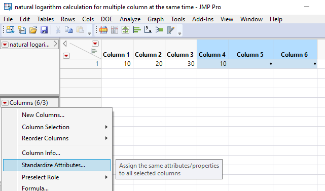 Solved: Apply same formula to several columns - JMP User Community