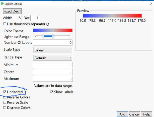 Solved: Graph Builder Continuous Color Legend Horizontal - JMP User ...