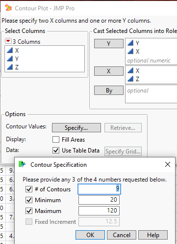 Solved: Specify Contours for All Contour Plots (without a dialogue for each plot) - JMP User ...