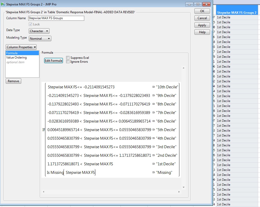 Solved How To Create Deciles In Jmp Pro 12 Jmp User Community 