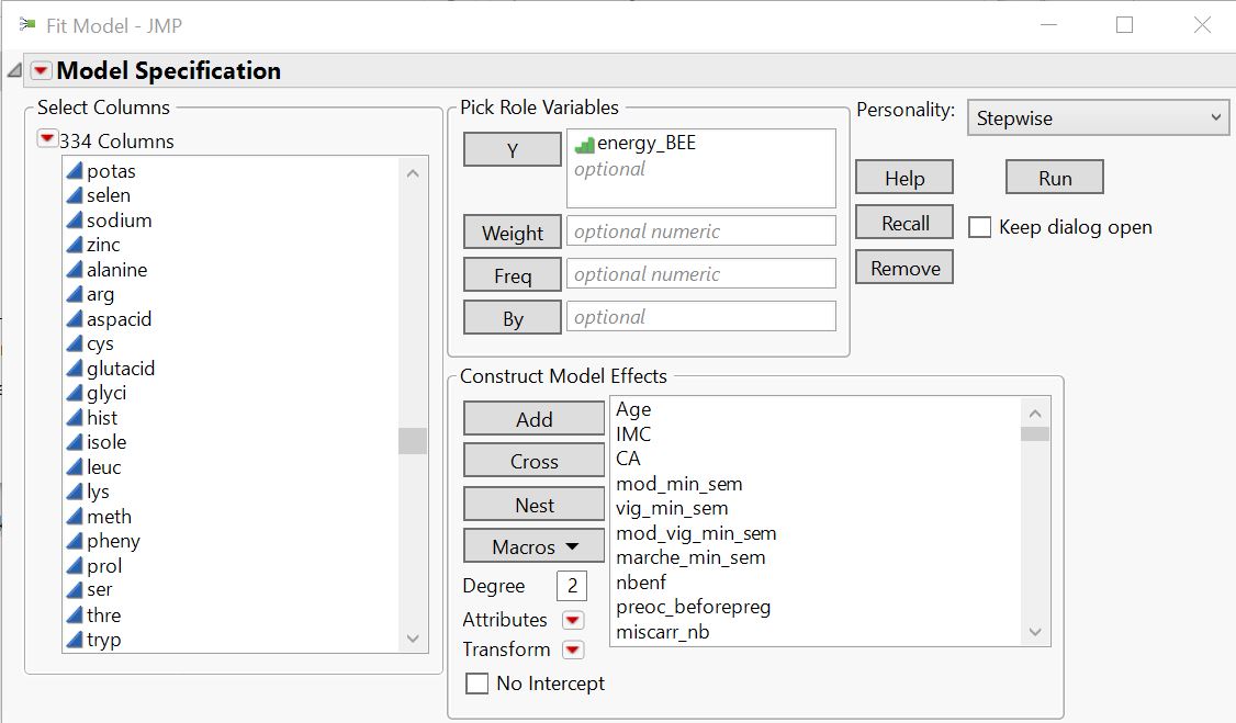 Fit model using stepwise method - JMP User Community